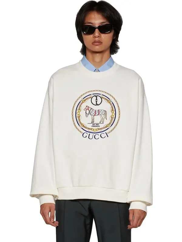 Gucci Cotton Jersey Sweatshirt With Embroidery - White