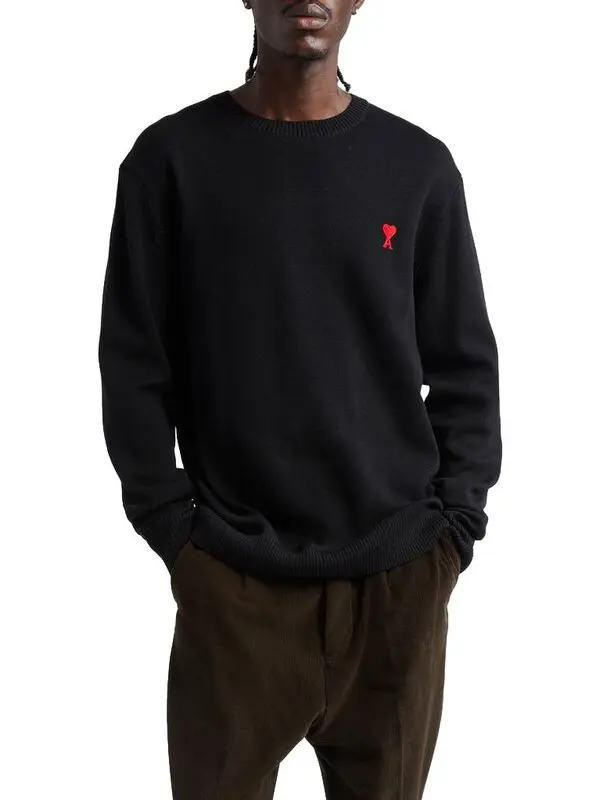 Ami De Coeur Wool Crewneck Sweater - Black