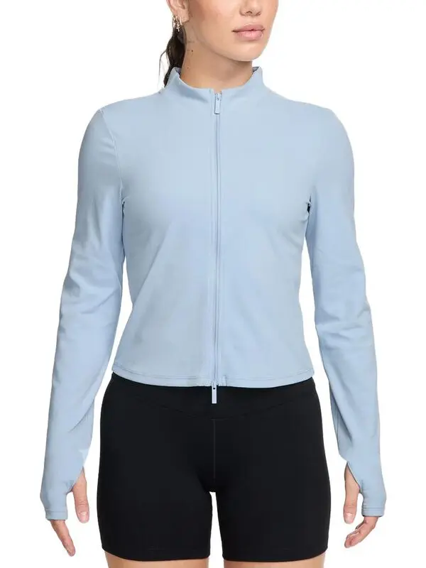 Nike Zenvy Dri-fit Long-sleeve Full Zip Top - Lt Armory Blue/ White