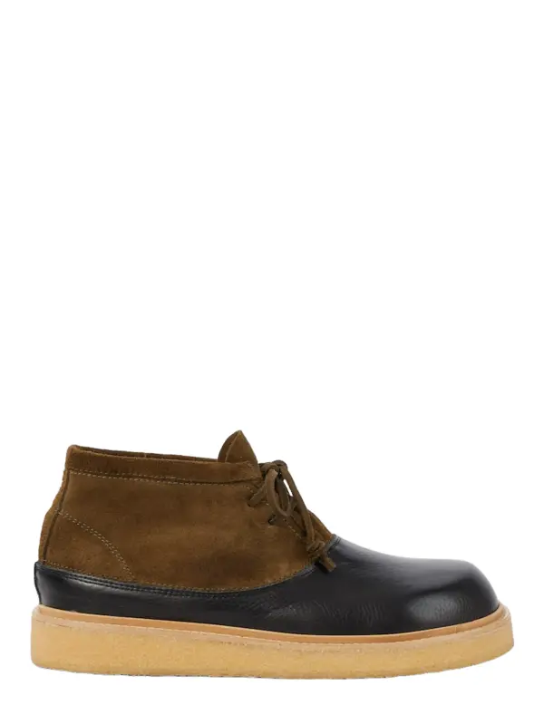 Marni Patchy Suede Combat Boots - Black
