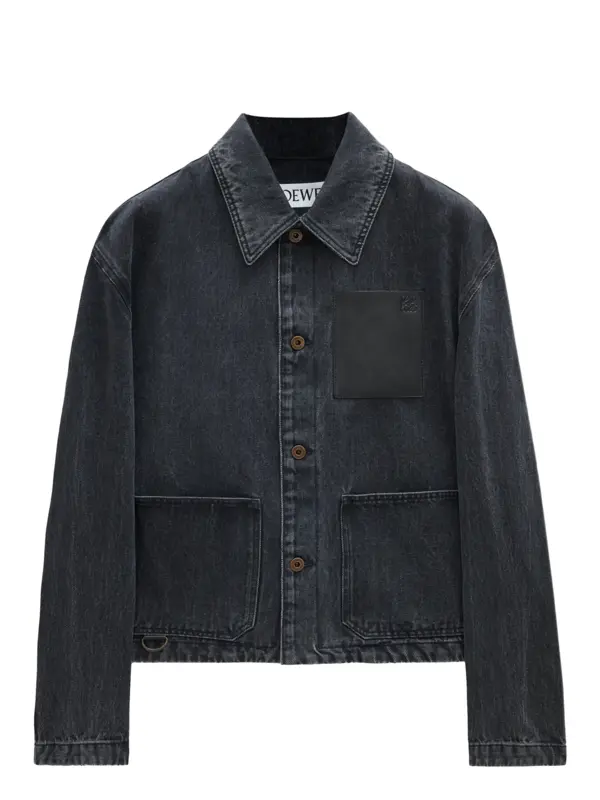 Loewe Leather-trim Denim Jacket - Black