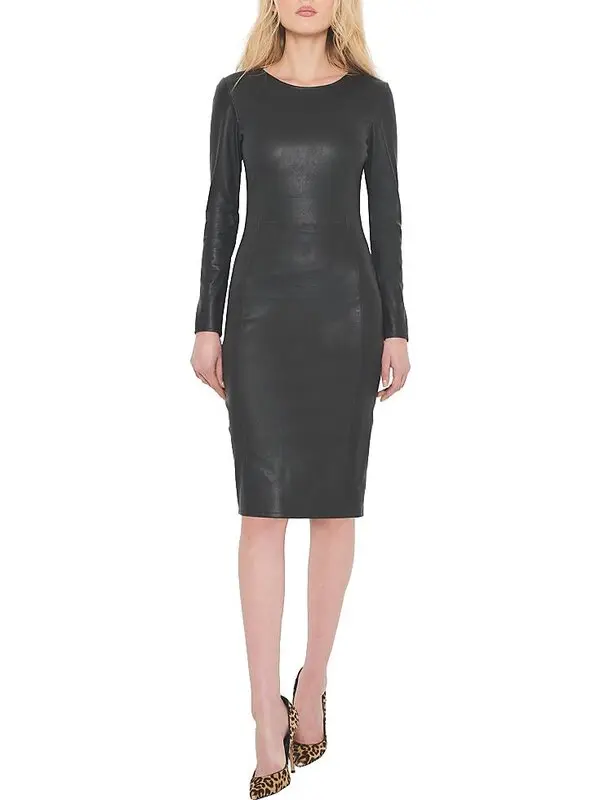 AS By DF Mrs. Smith Stretch Leather Midi Dress - Black