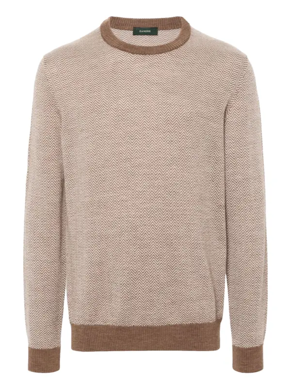 ZANONE Wool Crew-neck Sweater - Brown
