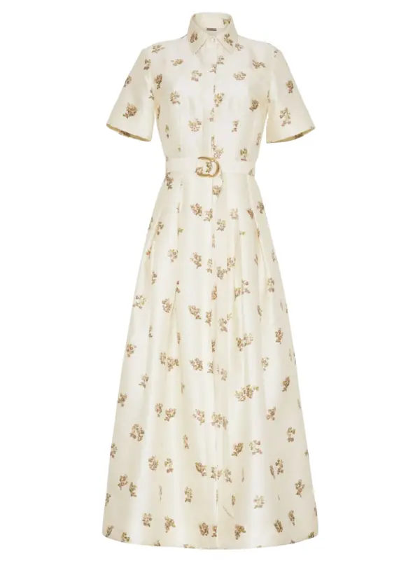 Adam Lippes Leighton Floral Print Dress - Neutrals