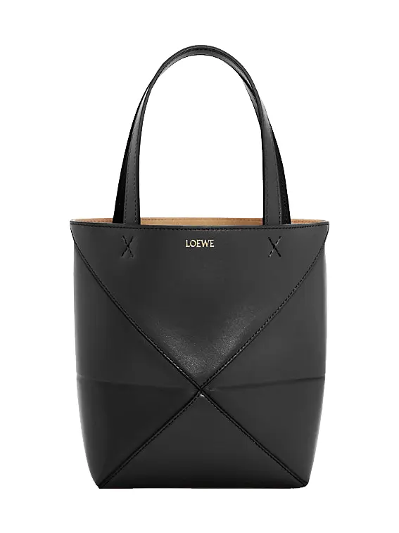 Loewe Puzzle Fold Mini Leather Tote Bag - Black