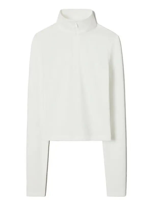 Tory Burch Cropped Jacquard Top - Snow White