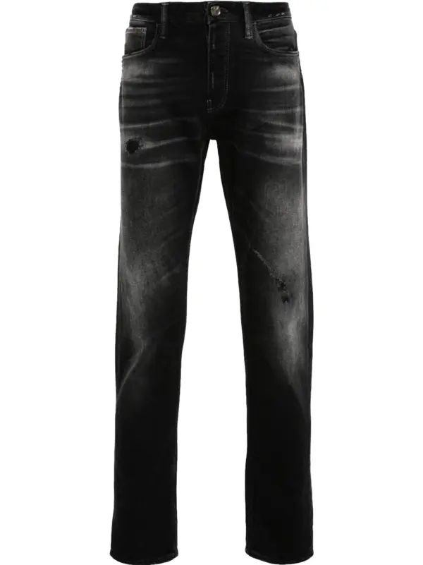 Emporio Armani Logo-patch Jeans - Black