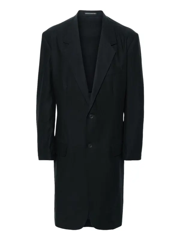 Yohji Yamamoto Graphic-print Mid-length Coat - Black