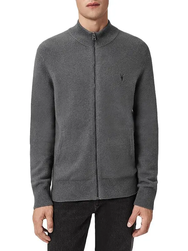 All Saints Statten Regular Fit Zip Front Cardigan - Asher Grey