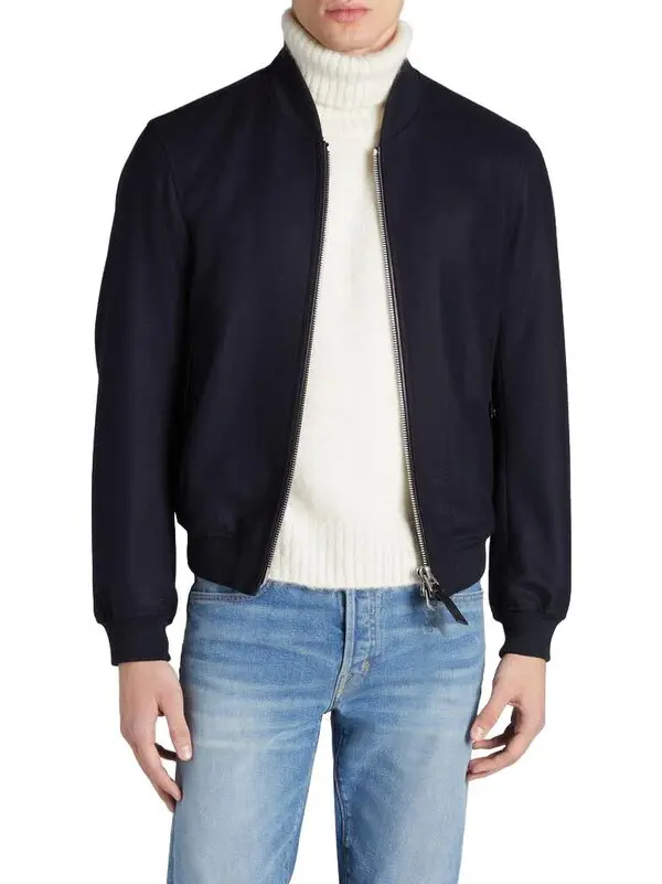 TOM FORD Light Felt Bomber Jacket - Navy