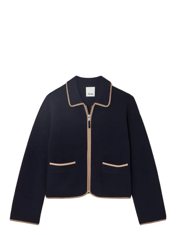 ALLUDE Piped Wool And Cashmere-blend Cardigan - Black