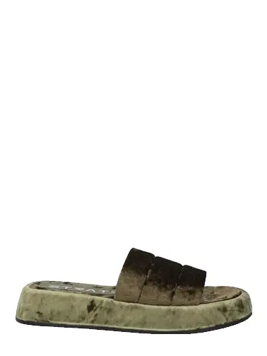 STRATEGIA Velvet Slide Sandals - Green