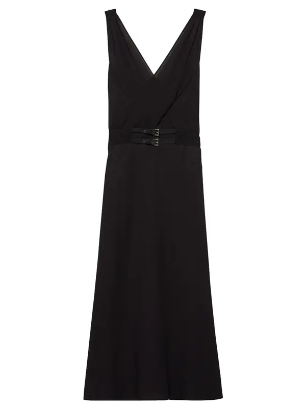 Prada Sable Fit-flare Midi Dress - Nero