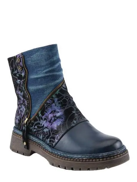 SPRING STEP SHOES Avrilrose Platform Bootie - Navy Multi