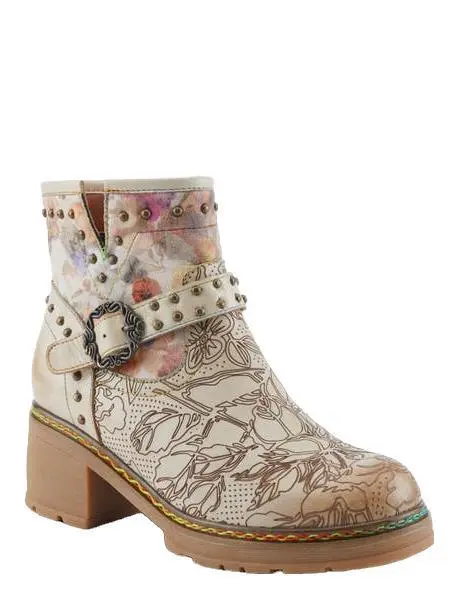 SPRING STEP SHOES Branchout Leather Bootie - Beige Multi