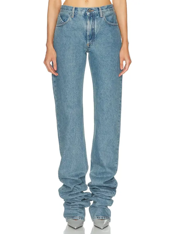 Attico Long Straight Leg Jeans - Sky Blue