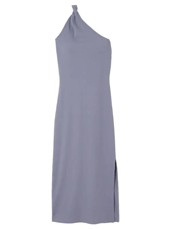 NINETY PERCENT Okra One-shoulder Ribbed Midi Dress - Slate Blue