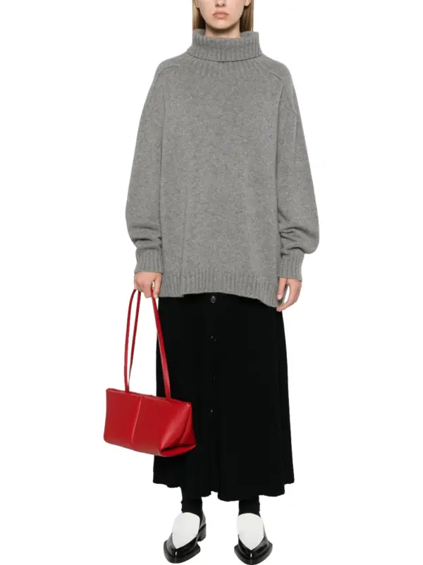 Eric Bompard Hammer-sleeve Round-neck Sweater - Grey