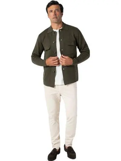 Robert Talbott Landon Merino Wool Sweater Jacket - Dark Olive