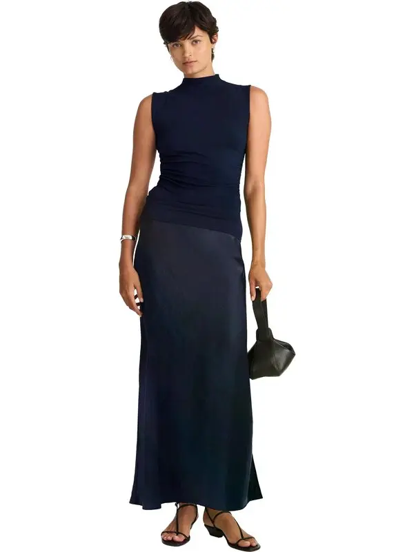Madewell Satin Maxi Slip Skirt - Juniper Berry