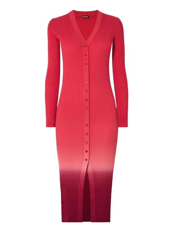 Staud Shoko Dégradé Ribbed-knit Midi Dress - Multi
