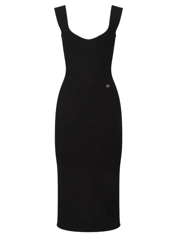 Dolce & Gabbana Layered-neck Midi Dress - Black