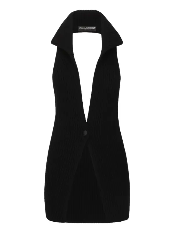 Dolce & Gabbana Fisherman's Rib-knit Wool Vest - Black