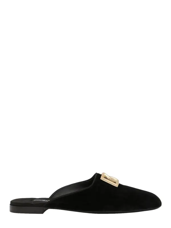 Dolce & Gabbana Logo Plaque Slippers - Black