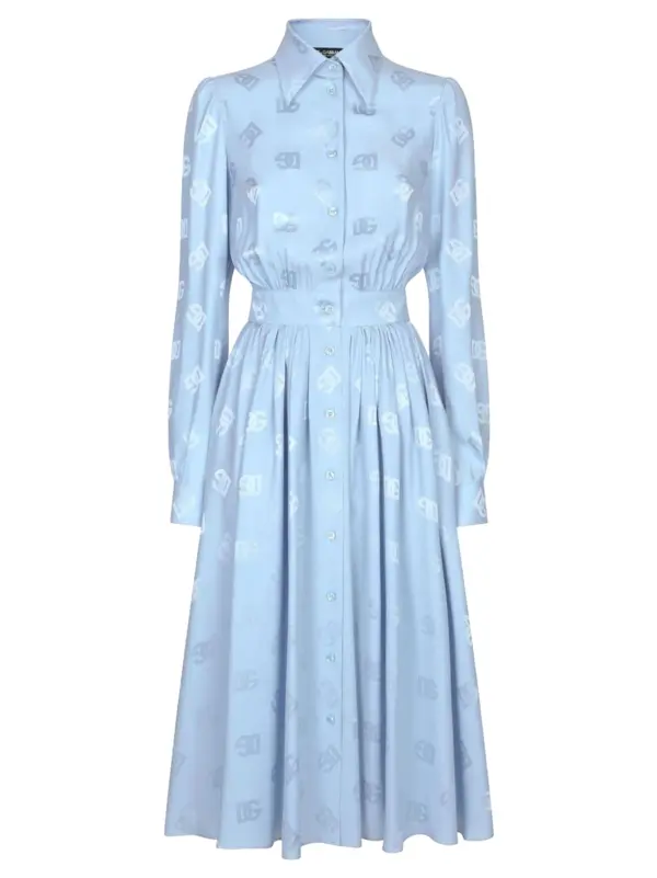 Dolce & Gabbana Monogram-jacquard Shirt Dress - Blue