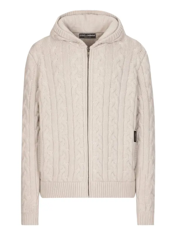 Dolce & Gabbana Cable-knit Hoodie - Neutrals