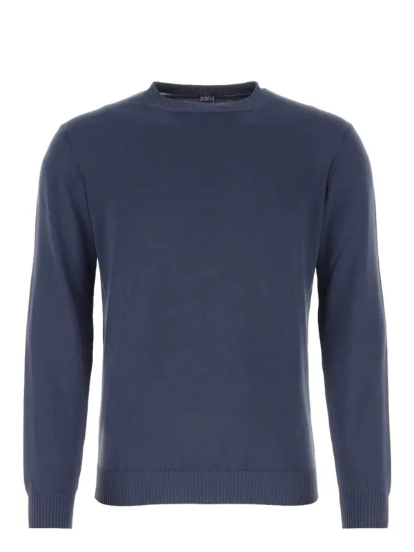 Fedeli Ribbed Cotton Sweater - Blue