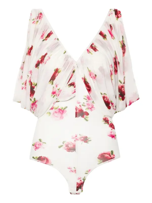 Magda Butrym V-neck Ruched Bodysuit - White