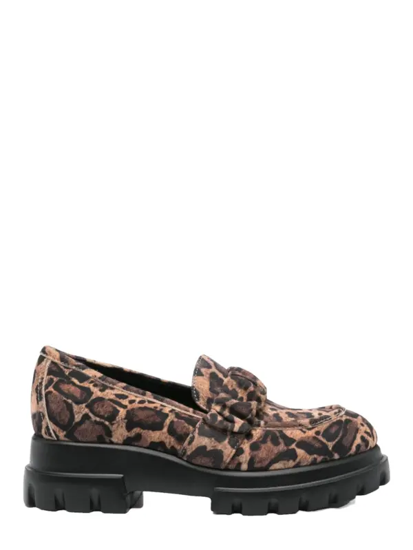 Agl Celeste Leopard Print Loafers - Black