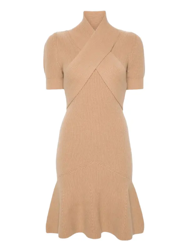 Patou Wrap-front Mini Dress - Neutrals