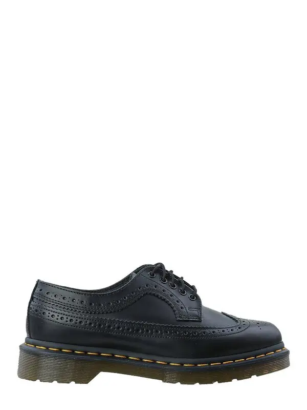 Dr. Martens 3989 Yellow Stitch Smooth Leather Brogue - Black