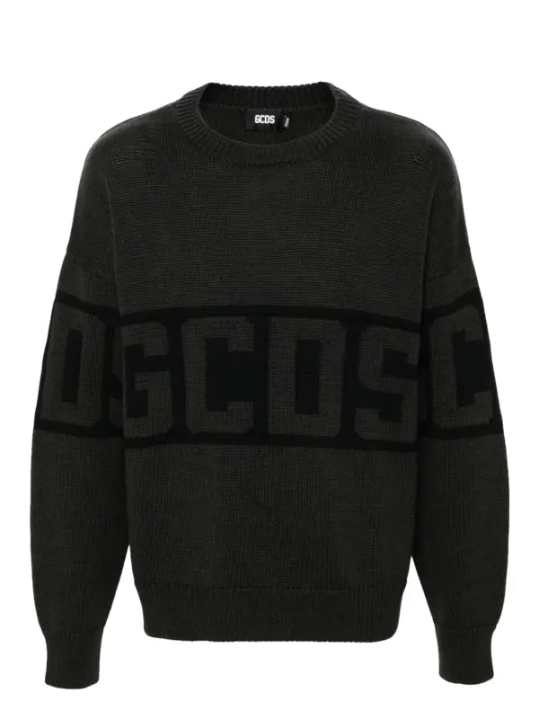 Gcds Logo Band Crew-neck Sweater - Grey