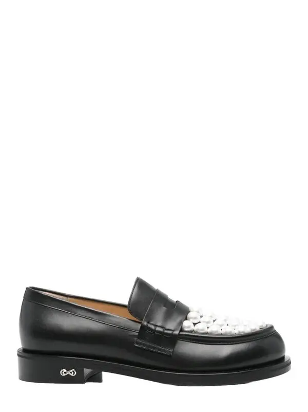 Mach & Mach Sirene Bicolour Pearl Loafers - Black