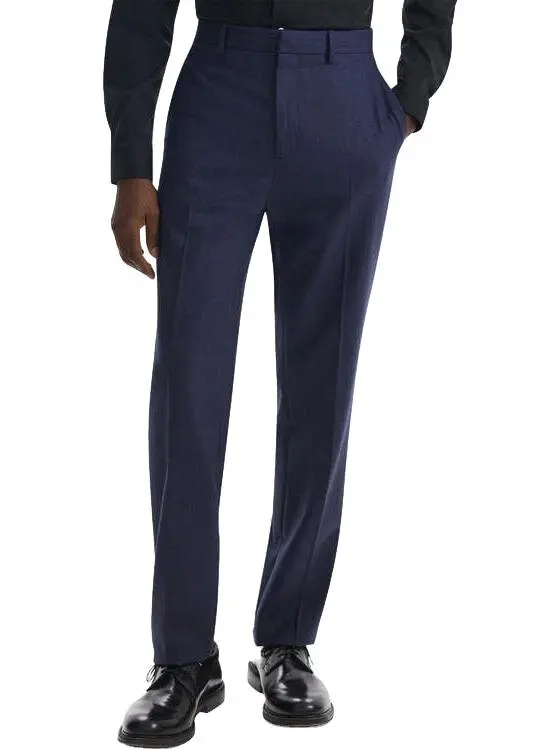 Theory Mayer Herringbone Wool-blend Flannel Trousers - Navy Multi