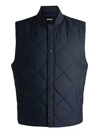 Hugo Boss Diamond-quilted Regular-fit Woven Gilet - Dark Blue