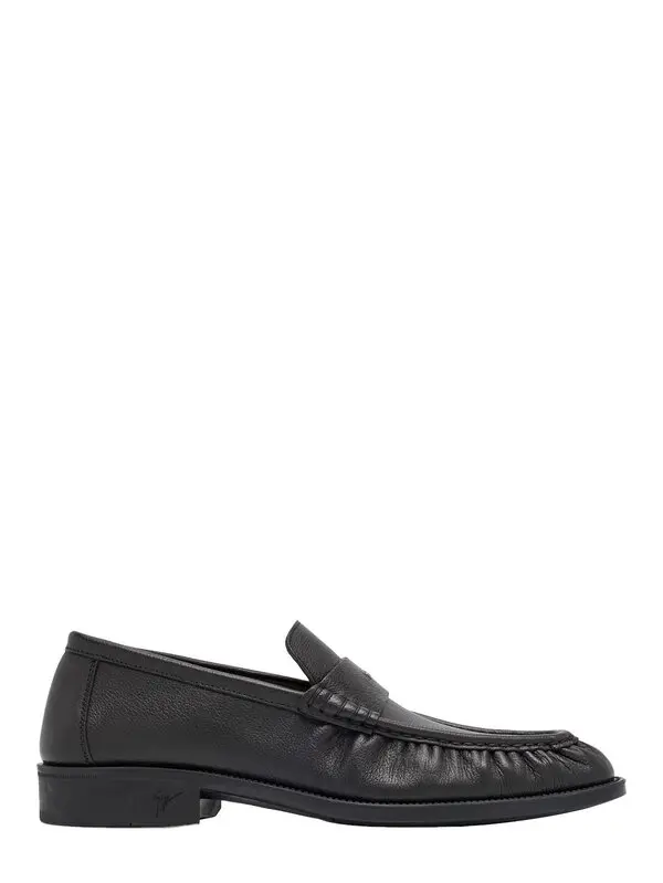 GIUSEPPE ZANOTTI Vegasso Leather Penny Loafers - Nero