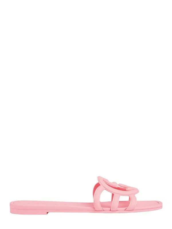 Gucci Palma Gg Rubber Flat Slide Sandals - Wild Rose