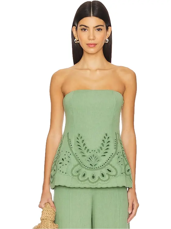 Hemant & Nandita Strapless Top - Green