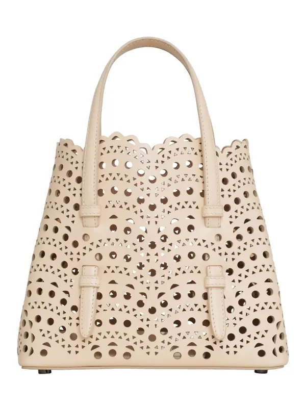 Alaïa Leather Mina 20 Top-handle Bag - Beige