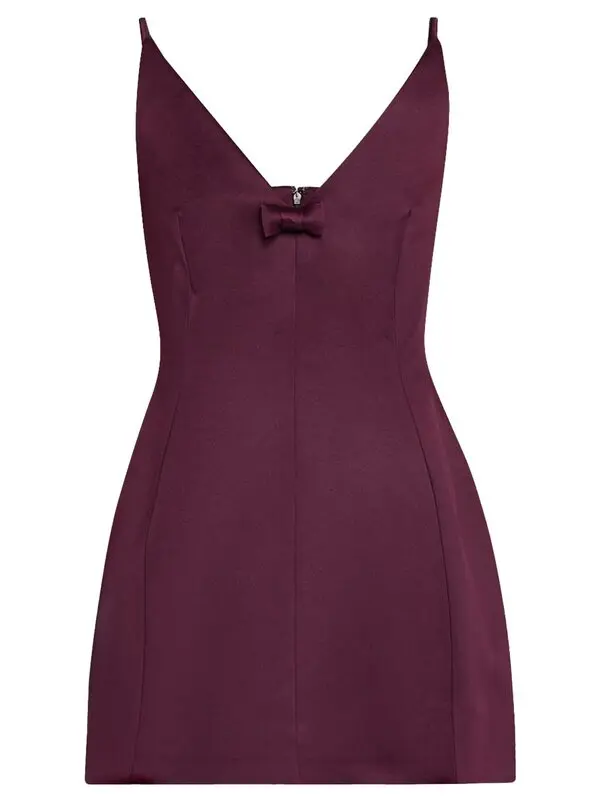 Marc Jacobs Satin Mini Dress With Bow - Dark Plum