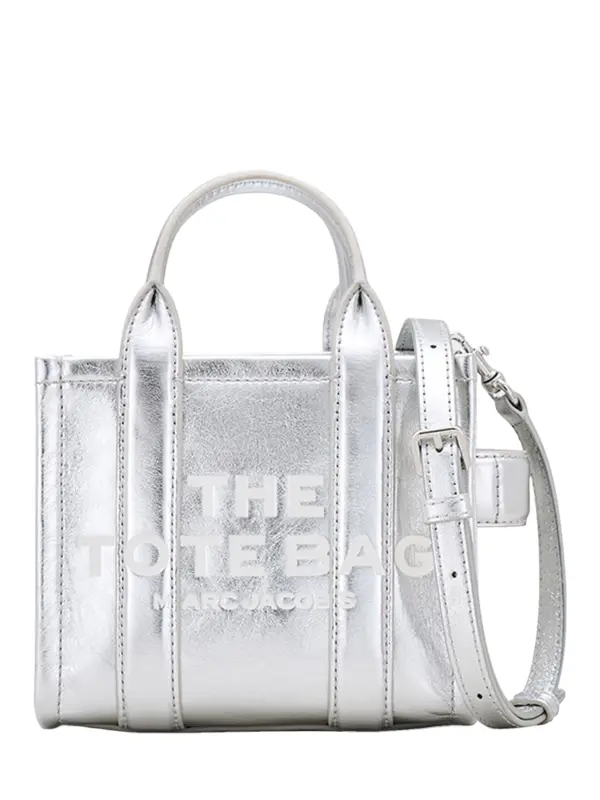 Marc Jacobs Metallic Leather Crossbody Tote Bag - Metallic Silver