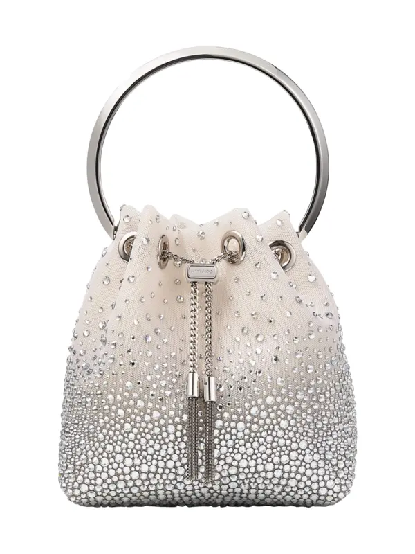 JIMMY CHOO Embellished Bon Bon Top-handle Bag - White