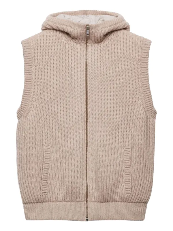 Prada Cashmere Hoodie Vest - Neutrals