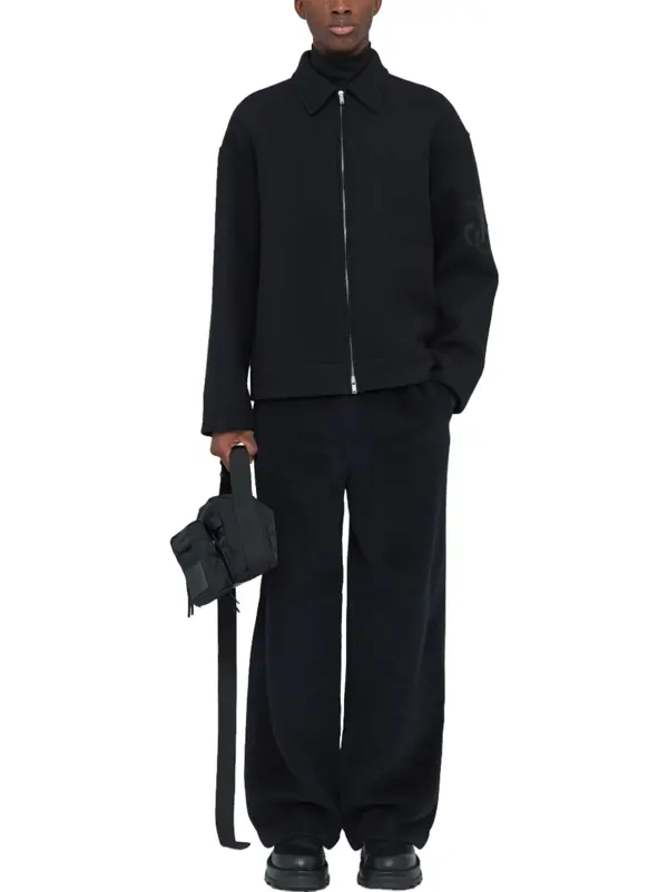 JIL SANDER Zipped-up Wool Jacket - Black