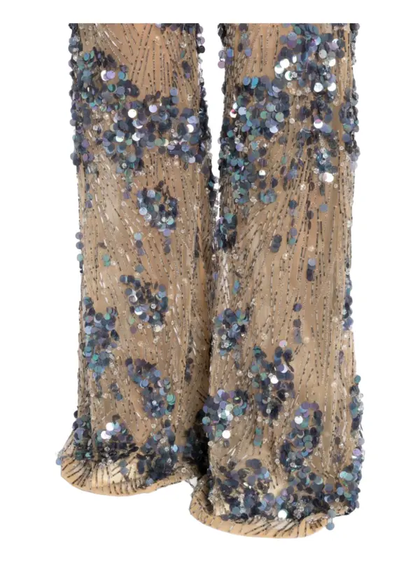 Alberta Ferretti Sequin-embellished Flared Trousers - Neutrals
