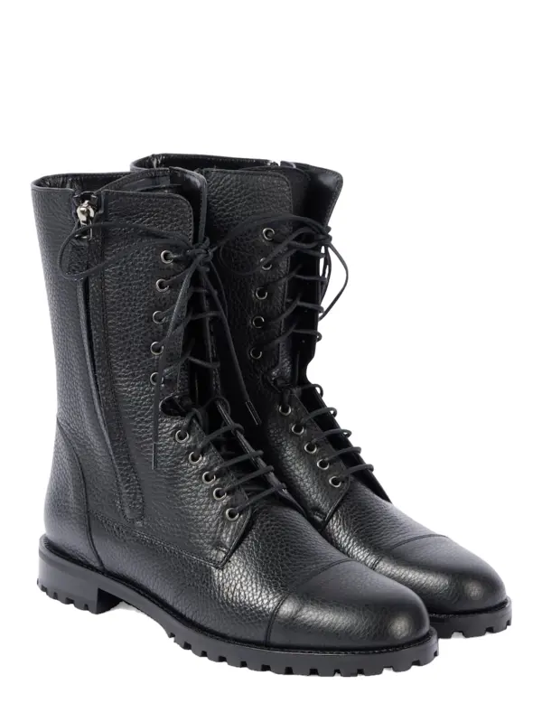 Manolo Blahnik Lugata Leather Lace-up Boots - Black